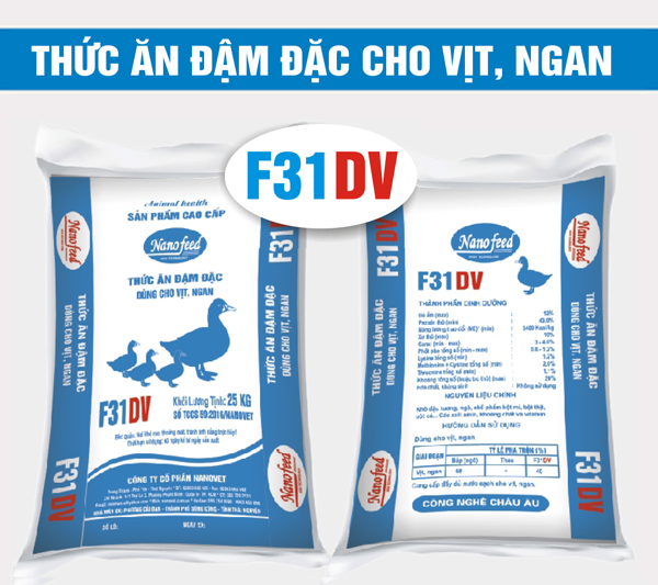 F31DV - Thức ăn đậm đặc cho vịt, ngan - Công ty Cổ Phần Nanovet